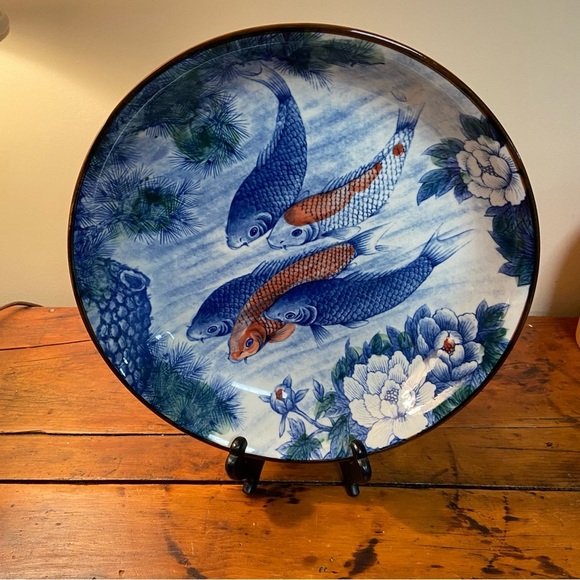 japan art | Dining | Japan Global Art Hand Painted Koi Fish Serving ...